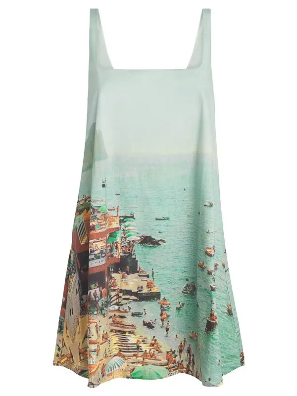 Staud Brio Endless Summer Print Mini Dress - Green