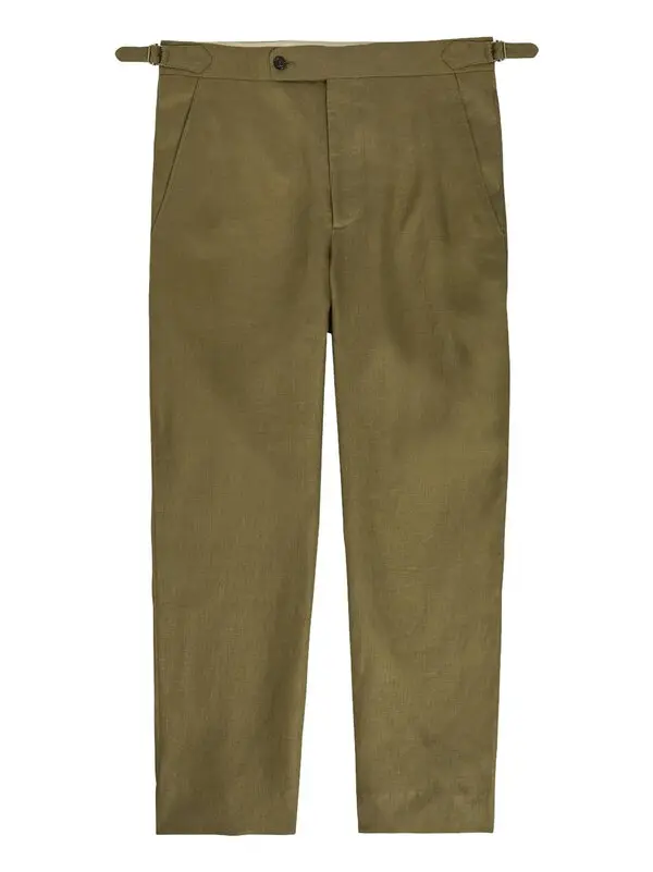 BODE Straight-leg Linen Trousers - Olive