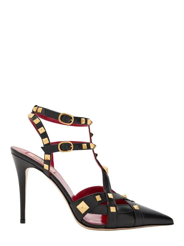 Valentino Garavani Studded Leather Cage Sandals - Black