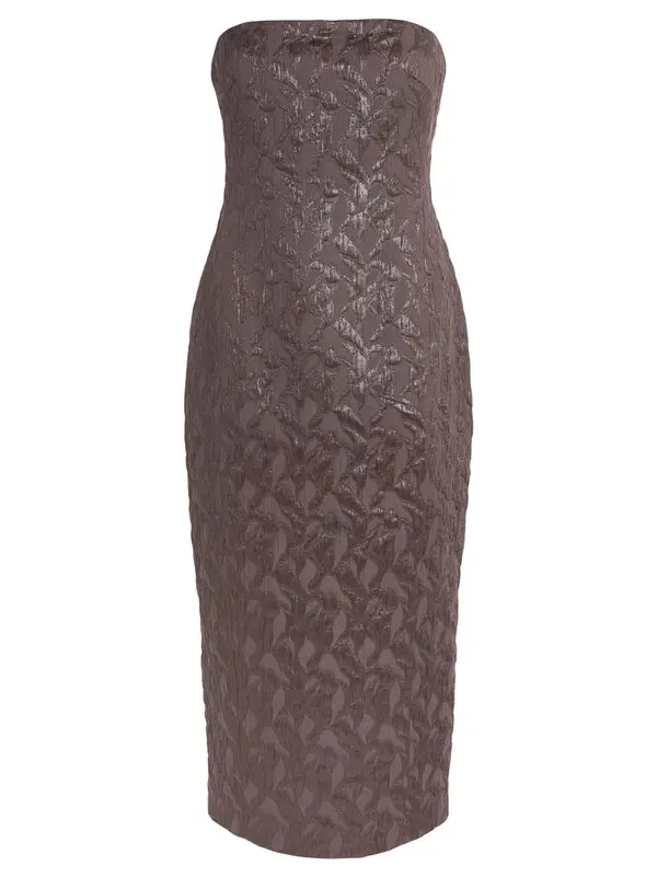Camilla And Marc Strapless Textured Jacquard Midi Dress - Brown