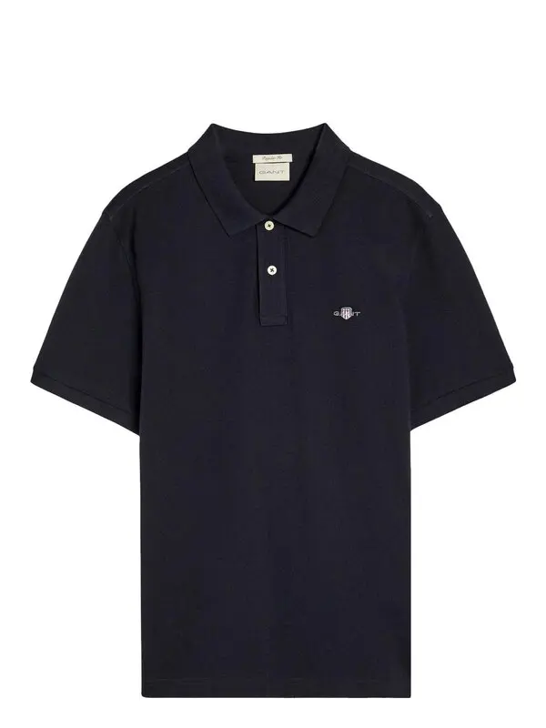 Gant Logo-embroidered Piqué Cotton Polo Shirt - Navy