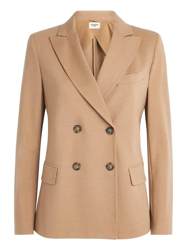 Max Mara Jersey Double-breasted Blazer - Brown