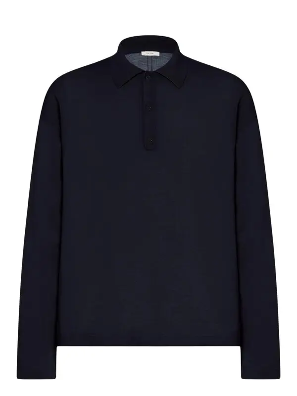 THE ROW Djon Wool Polo Sweater - Navy