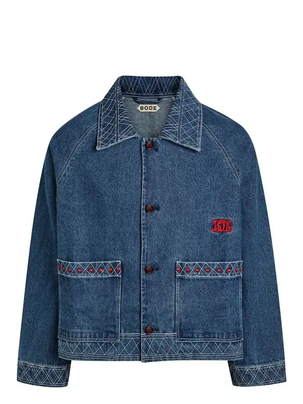BODE Embroidered Denim Jacket - Indigo