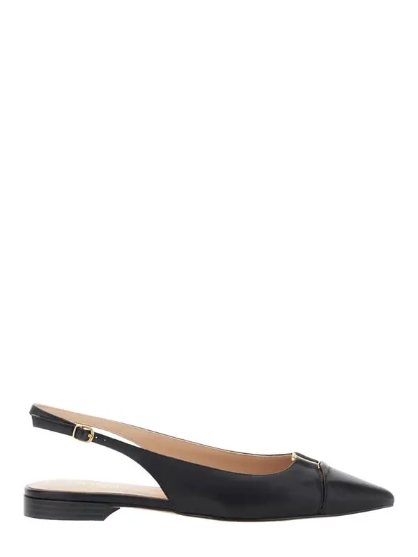TWINSET Pointed Toe Slingback Flats - Black