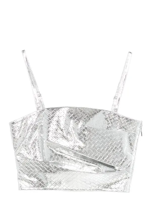 ROTATE BY BIRGER CHRISTENSEN Draped Braided Top - Silver