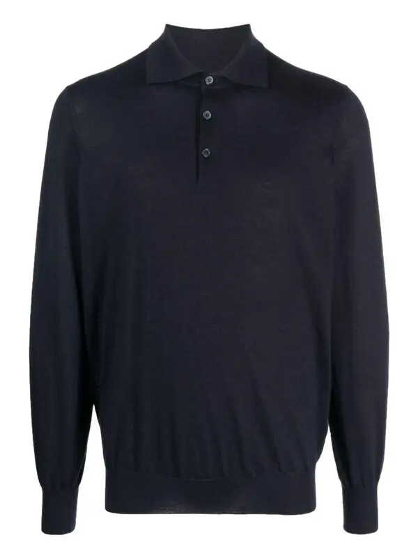 Brunello Cucinelli Long Sleeve Polo Shirt - Black