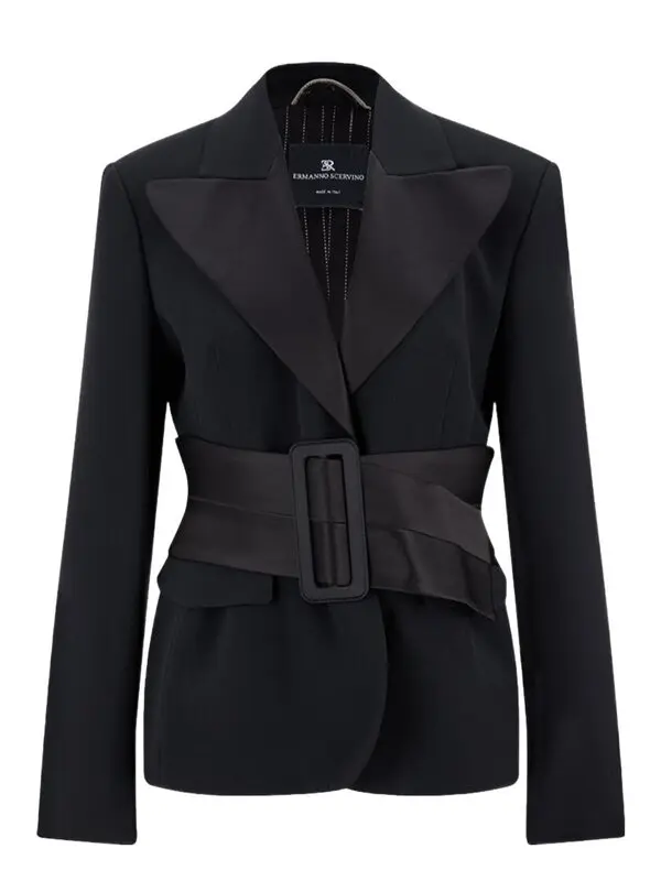 Ermanno Scervino Belted Lapel Blazer - Black