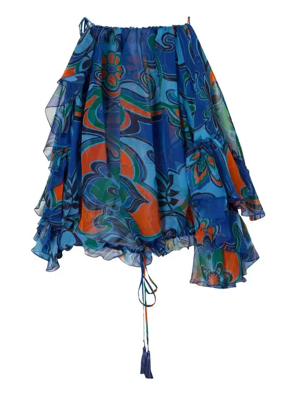 Etro Off-the-shoulder Ruffle Print Blouse - Blue