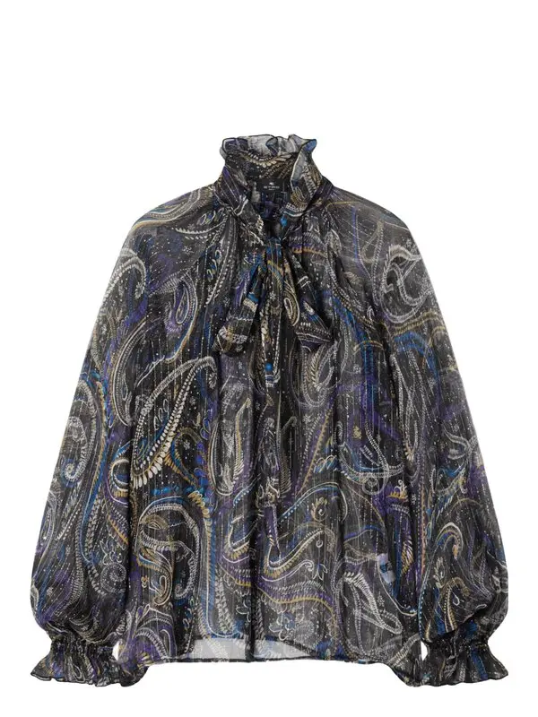 Etro Paisley Print Silk Blouse - Black