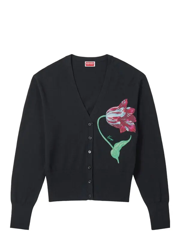 Kenzo Tulip Cardigan - Black