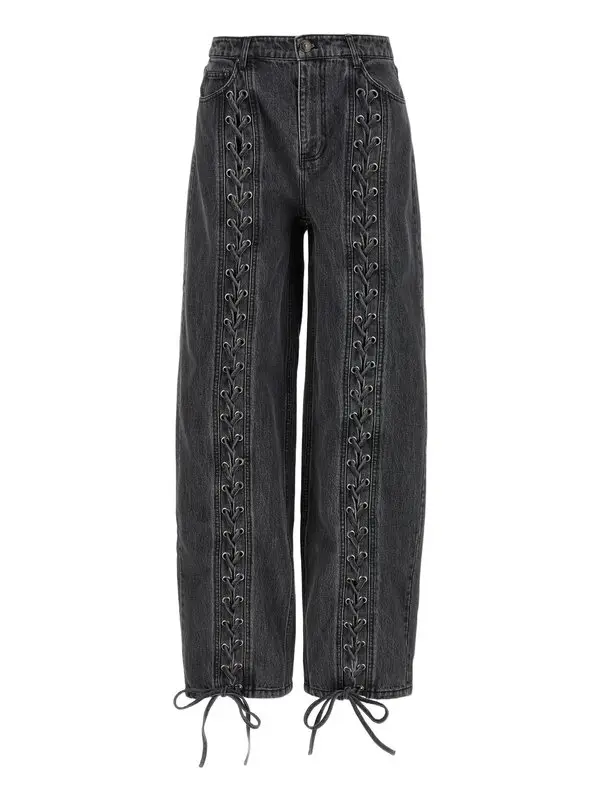 ROTATE BY BIRGER CHRISTENSEN Lace-up Straight-leg Jeans - Black