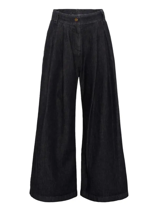 Moncler Logo Patch Wide Leg Trousers - Black