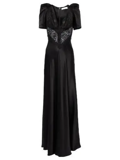 RODARTE Lace-trimmed Silk Charmeuse Gown - Black