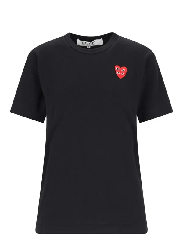 Play Comme Des Garcon Short-sleeved T-shirt With Logo Patch - Black