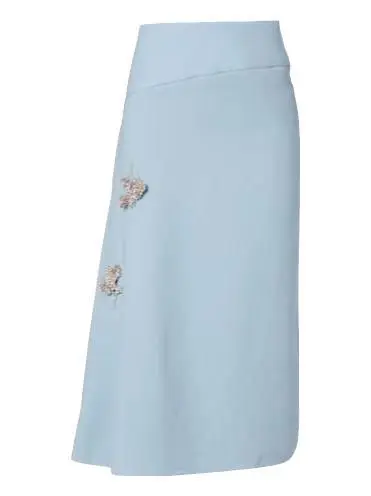 Erdem Virgin Wool Midi Skirt With Embellished Brooch - Blue