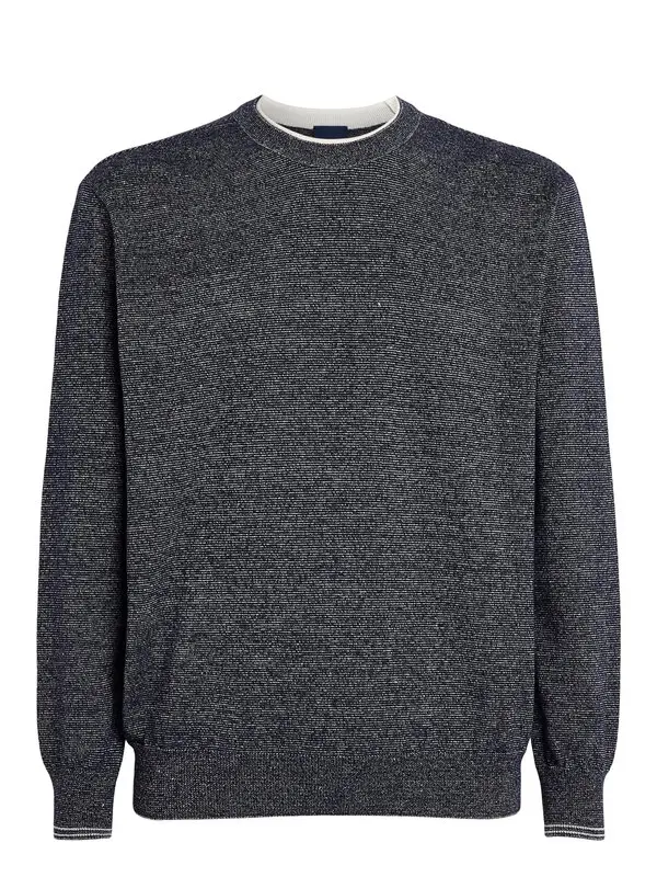 Paul & Shark Wool-linen Melange Crew Neck Sweater - Blue