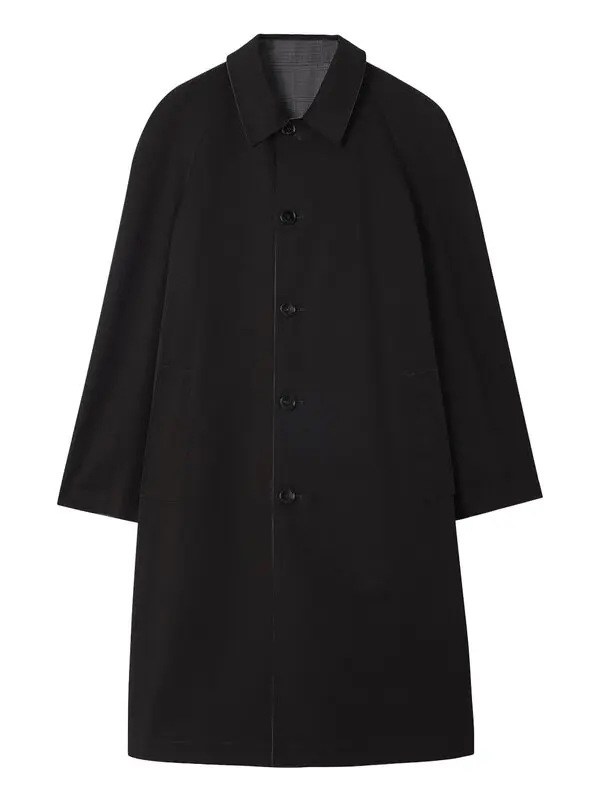 Burberry Reversible Parkbury Car Coat In Wool And Cotton Gabardine - Grey