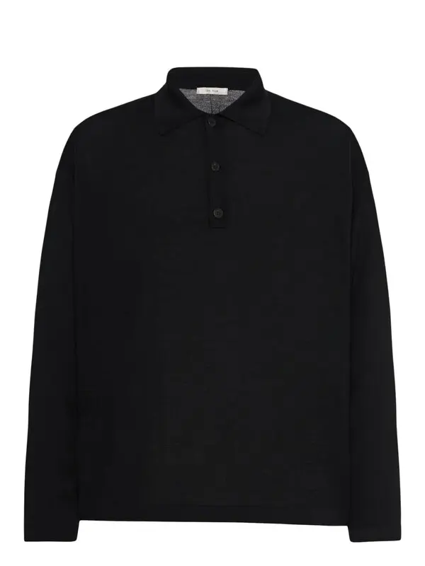 THE ROW Djon Wool Polo Sweater - Black