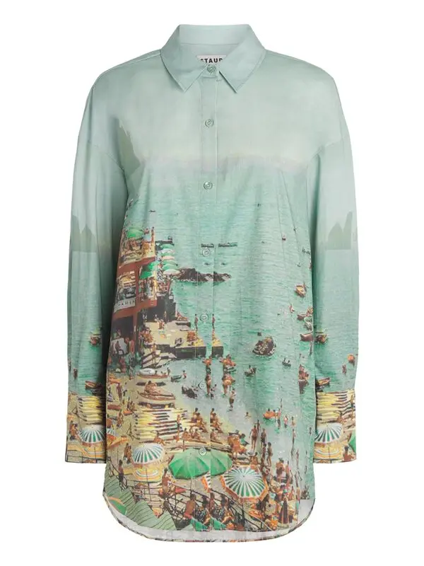 Staud Sandbar Printed Shirt - Green