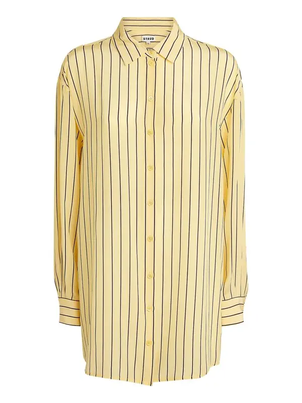 Staud Silk Stripe Nolan Shirt - Beige