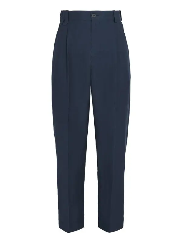 Jacquemus Linen-blend Pleated Croisière Trousers - Navy