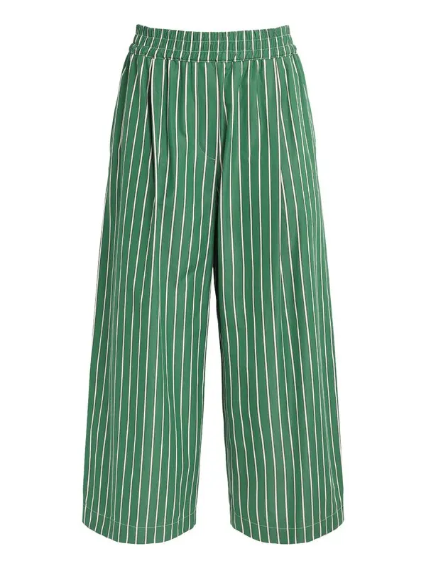 Max Mara Cotton Stripe Wide-leg Trousers - Green