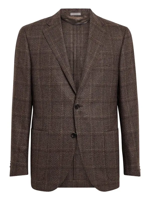Corneliani Virgin Wool Mouliné Check Blazer - Brown