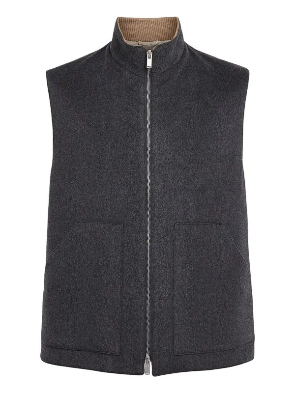 LARDINI Virgin Wool-cashmere Gilet - Grey
