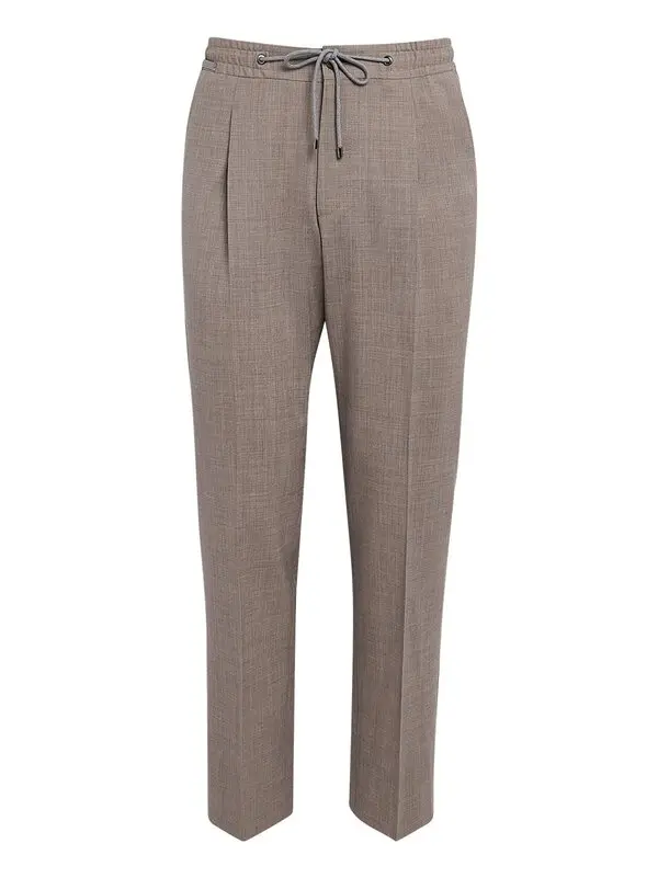Corneliani Stretch Virgin Wool Drawstring Trousers - Beige
