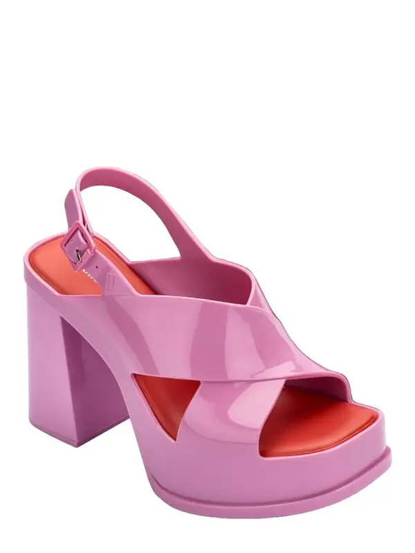 Melissa Platform Cross Strap Heeled Sandals - Pink/red