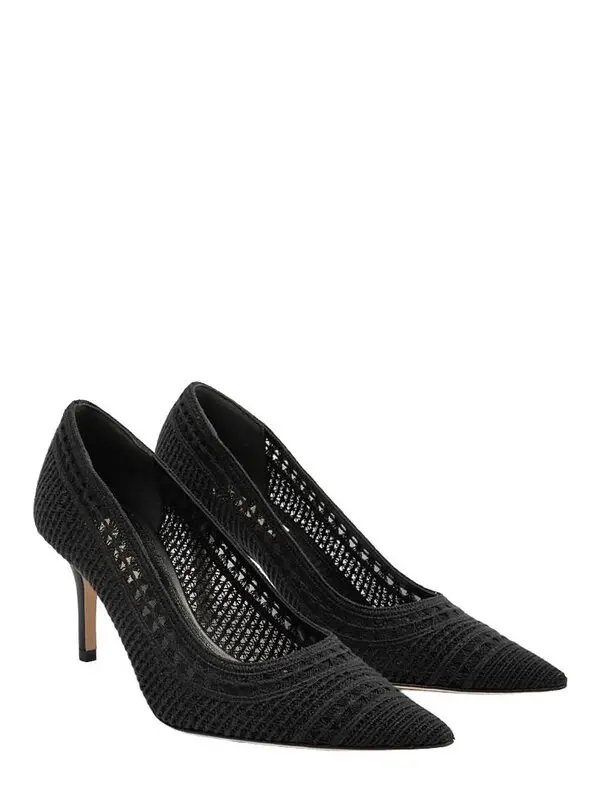 ARTEANA Trieste 75 Crochet Mesh & Nappa Leather Pointed-toe Pumps - Black