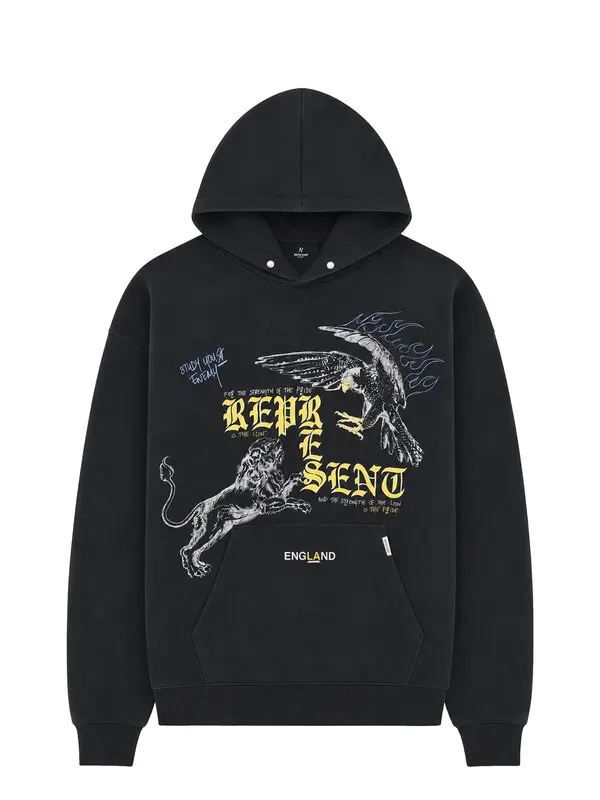 REPRESENT Graphic Print Hoodie - Black