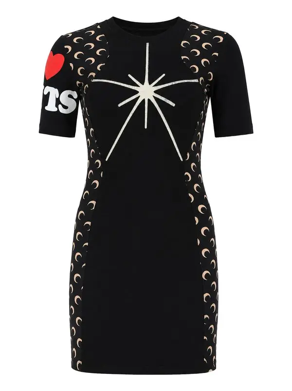 MARINE SERRE Upcycled Mini Dress - Black