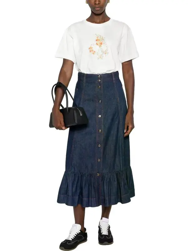 Alexander McQueen Ivory Floral Print T-shirt - Neutrals