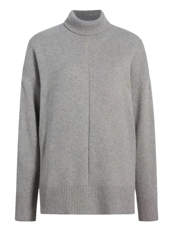 Another Tomorrow Heather Front Seam Turtleneck Sweater - Grey