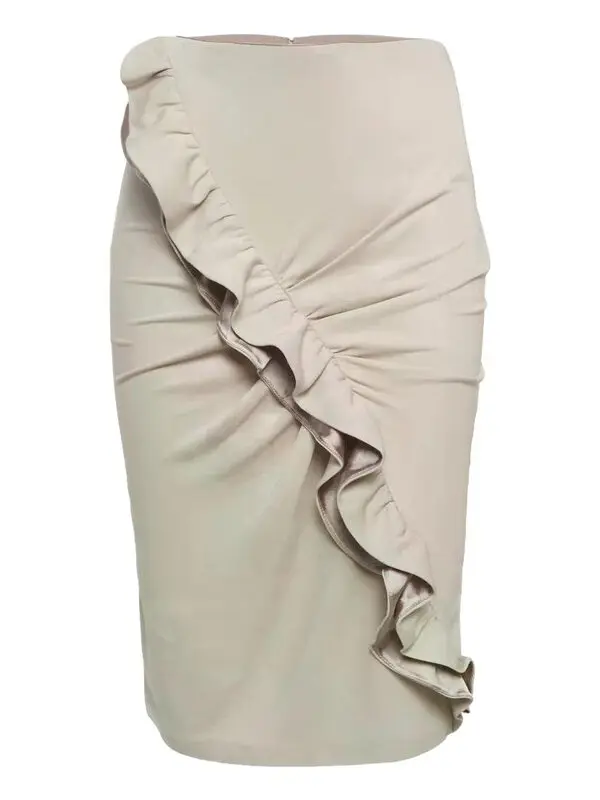 Emporio Armani Ruffle Pencil Midi Skirt - Neutrals