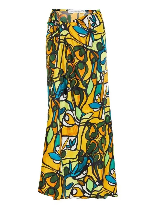Christopher Esber Abstract Print Draped Skirt - Yellow