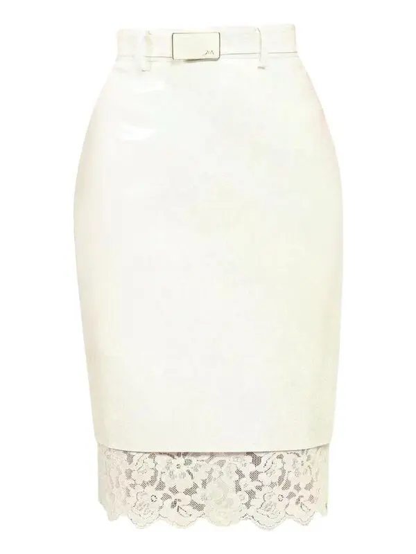 ROWEN ROSE Lace-trim Vinyl Skirt - Neutrals