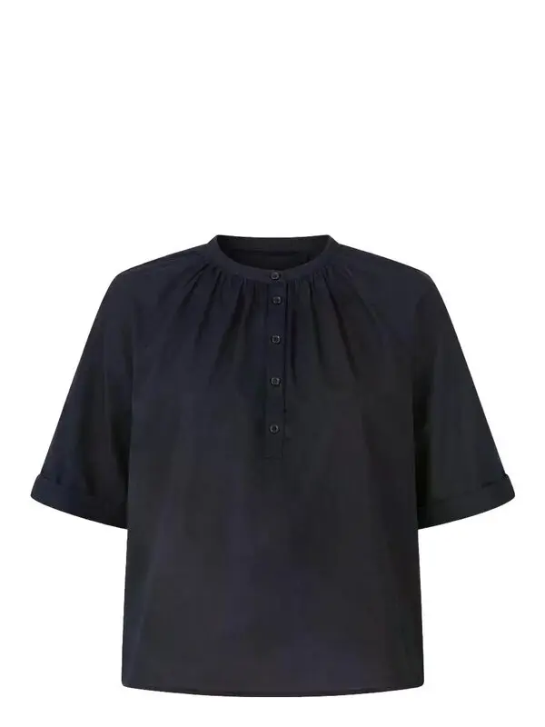 Officine Générale Gathered Detail Short Sleeve Blouse - Blue