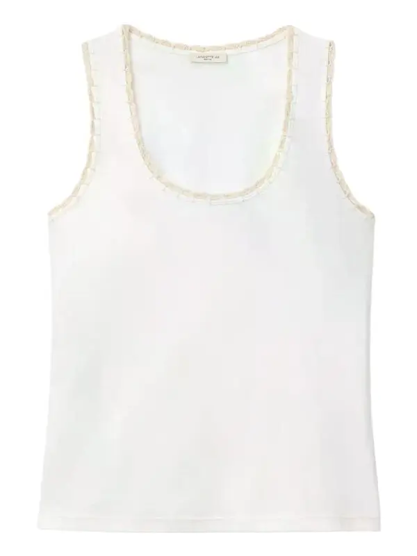 Lafayette 148 New York Crochet Trim Scoop Neck Tank Top - White