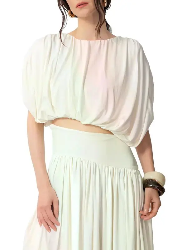 CONCEPTO Vela Cropped Gathered Top - Neutrals