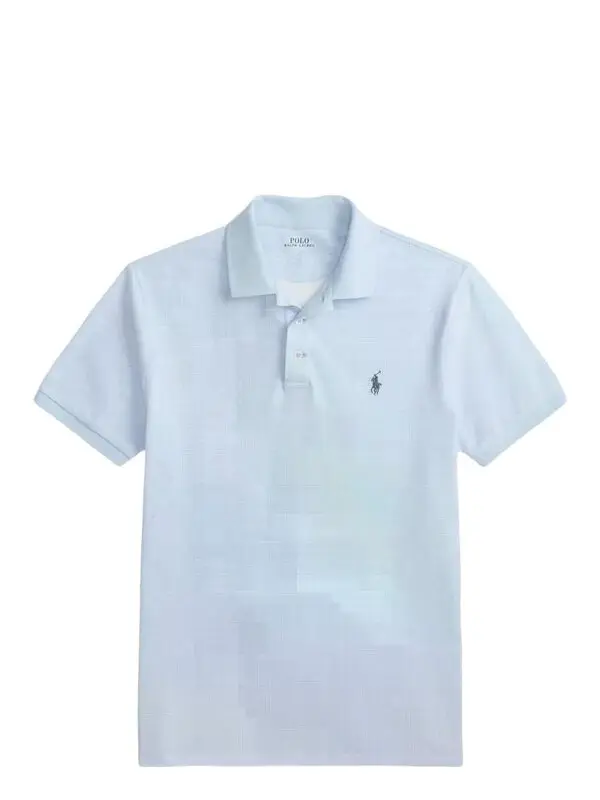 Polo Ralph Lauren Glen-check Embroidered-logo Polo Shirt - Blue