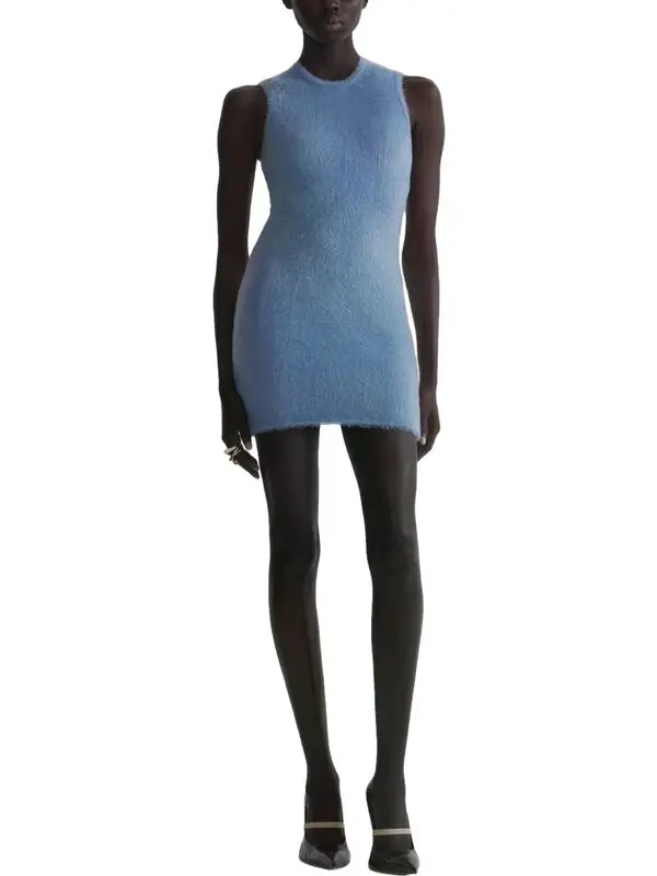 MUGLER Brushed Knit Mini Dress - Blue
