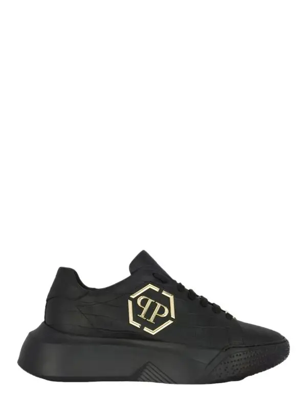 Philipp Plein Croc Godzilla Runner Sneakers - Black