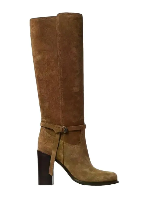 Brunello Cucinelli Suede Buckle Detail Boots - Brown