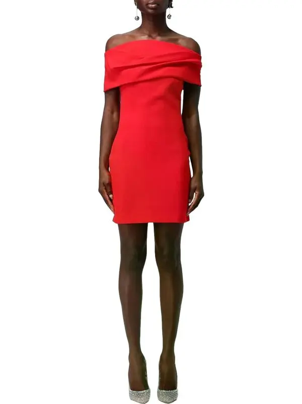 Solace London Draped Off-the-shoulder Mini Dress - Red