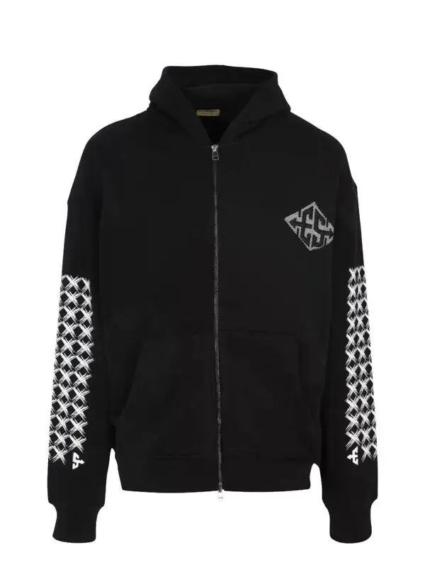 EXIT SOCIETY Logo-print Zipped Hoodie - Black