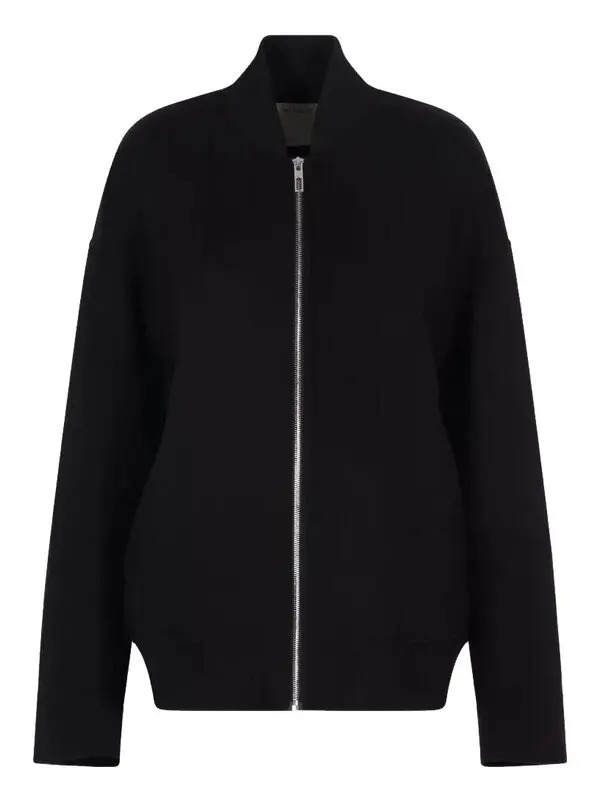 Sportmax Felted Texture Zip-up Bomber Jacket - Black