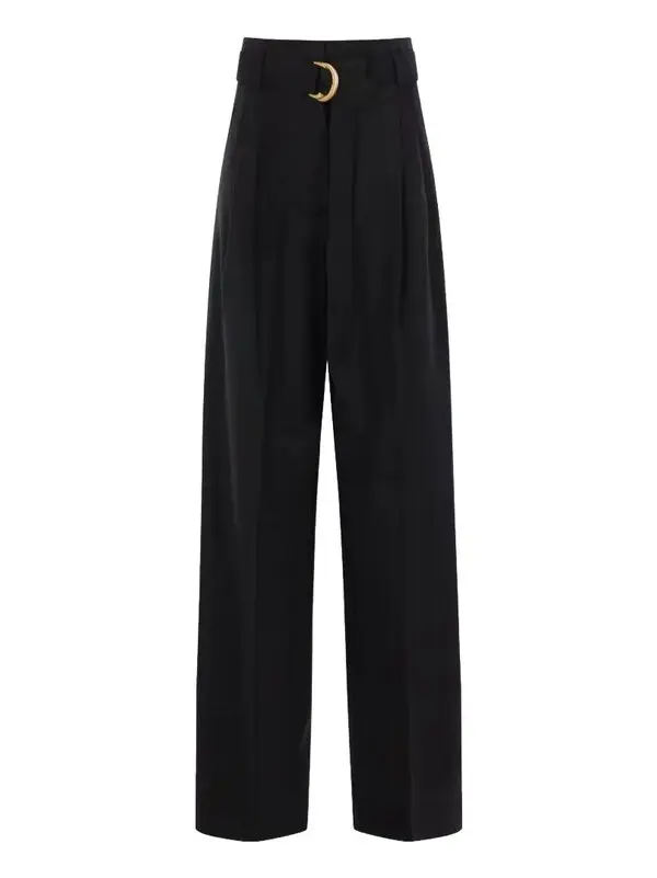Max Mara Belted Wide-leg Trousers - Black